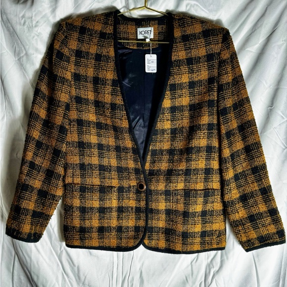 Koret | Jackets & Coats | Koret Womens Plaid Jacket Black And Yellow ...